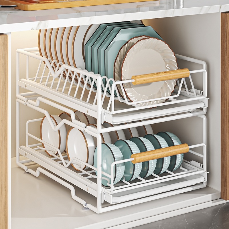 Kitchen Dish Rack For Kitchen Cabinet Pullout Basket Dish Rack Drainer ...