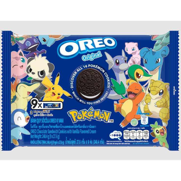 Oreo Pokemon Chocolate Sandwich Cookies w/ Vanilla Flavoured 248.4g ...