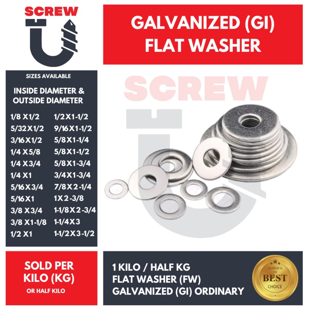 Per KG GI (Galvanized) Flat Washer (Half KG or 1 KG per order) | Shopee ...