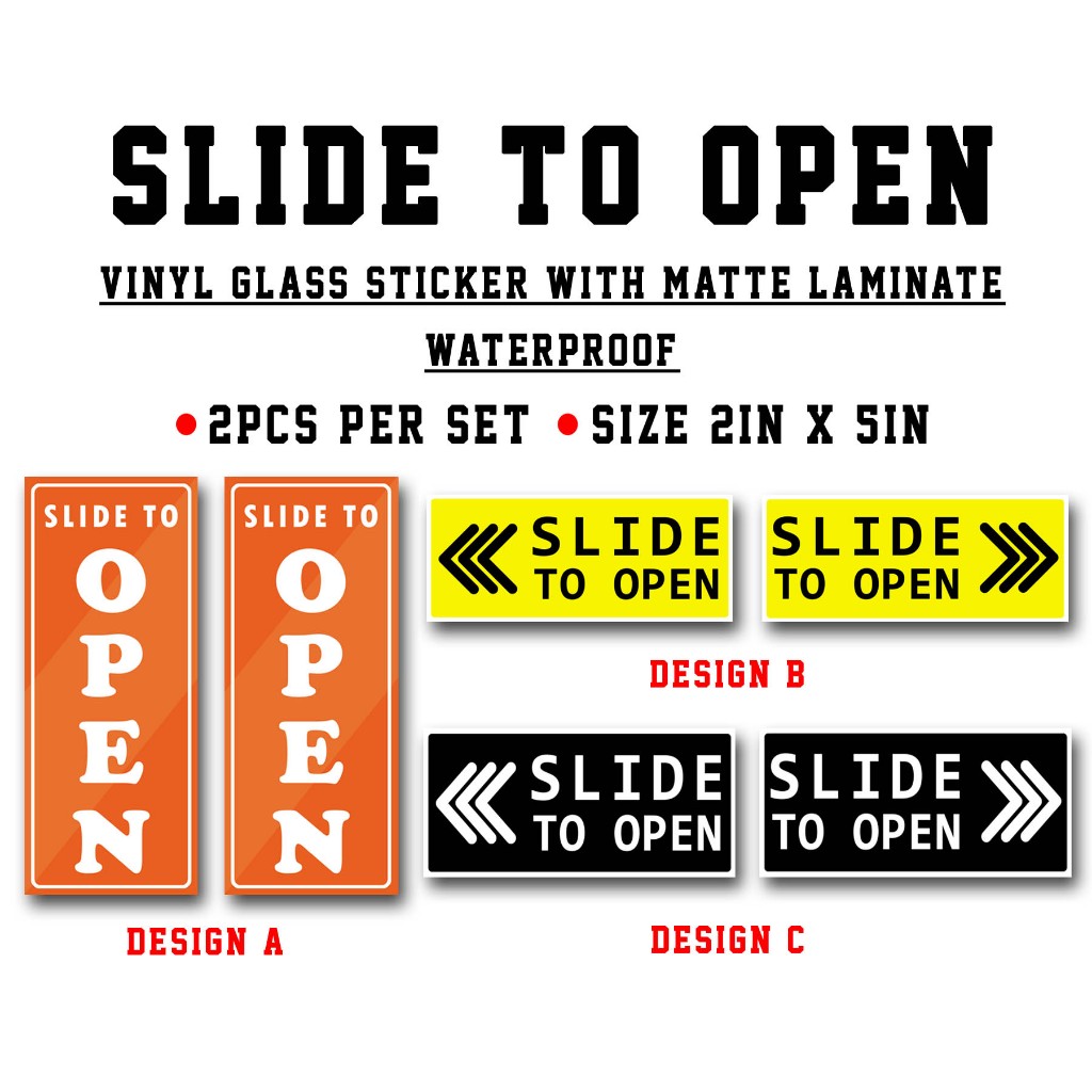 Slide to Open Glass Sticker Waterproof and laminated 2pcs per set Cute ...
