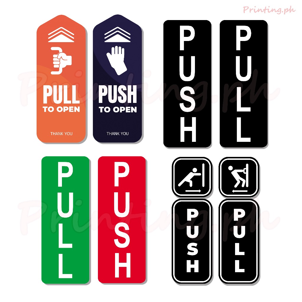 Push & Pull Sticker / 2pcs per set / Premium Branded Stickers Laminated ...