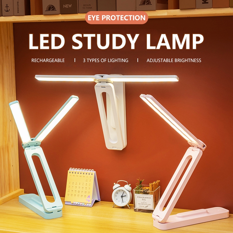 Rechargeable Desk Lamp Study Lamp Shade For Bedroom Double Head Table ...