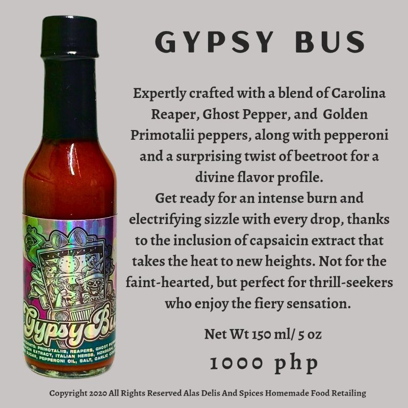 Gypsy Bus Hot Sauce ( Contains capsaicin extract, Best for Grilled ...