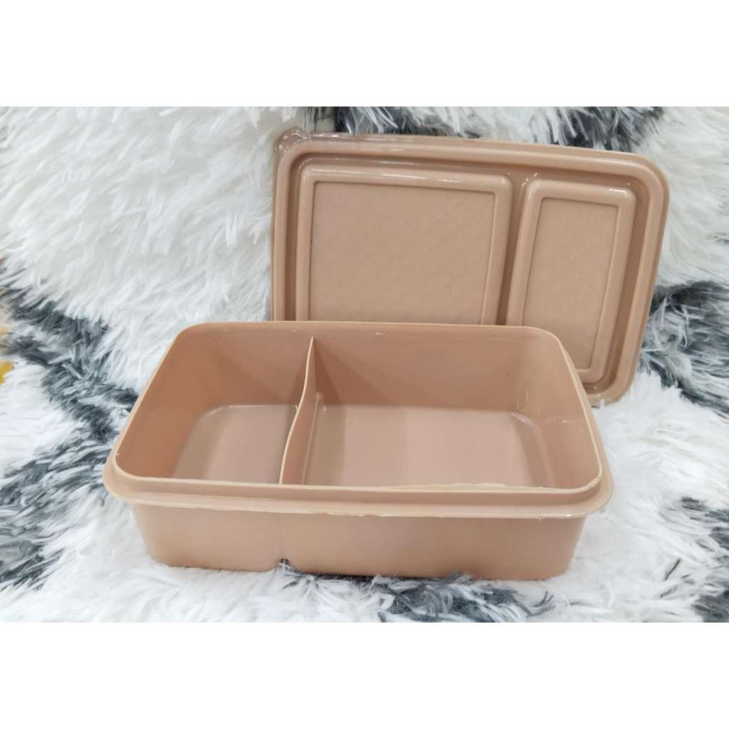 LINLAN NEW LUNCH BOX MOCHA COLOR WITH DIVIDER PLASTICWARE WIYH COVER ...