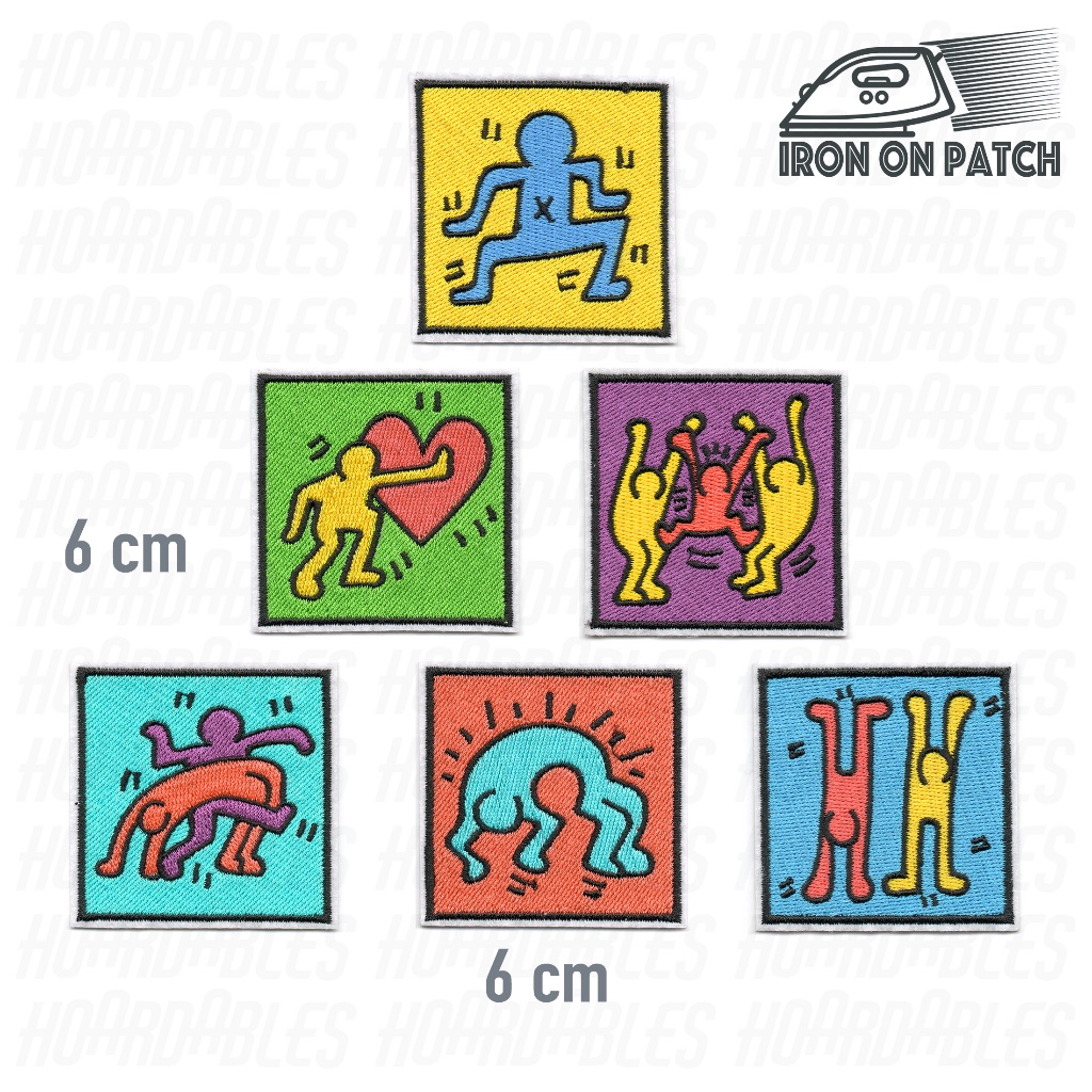 Keith Haring 6cm Square Colorful Pop Art Graffiti Iron on DIY Decor ...