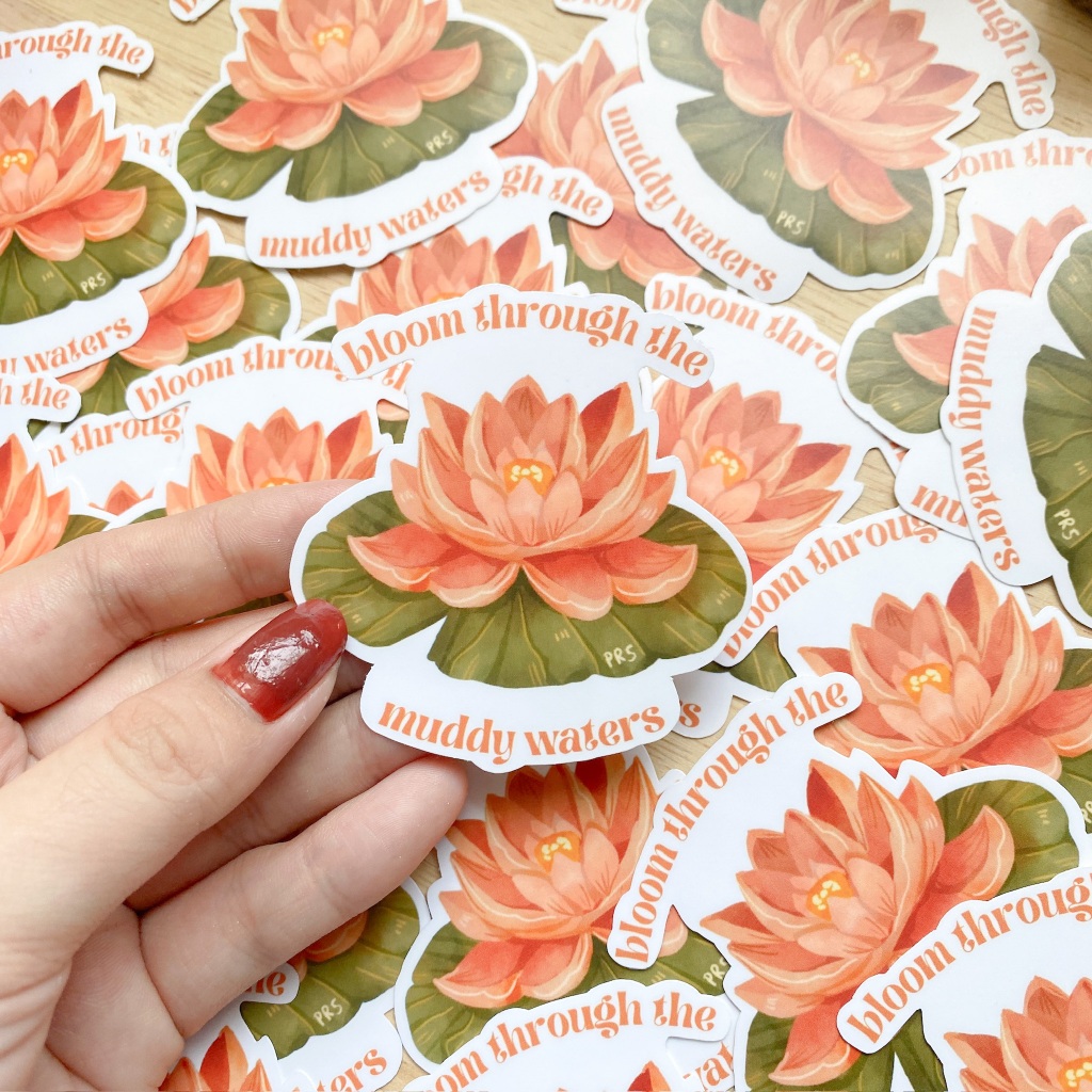Lotus Flower Vinyl Stickers, Spring Flower Stickers, Cute Stickers ...