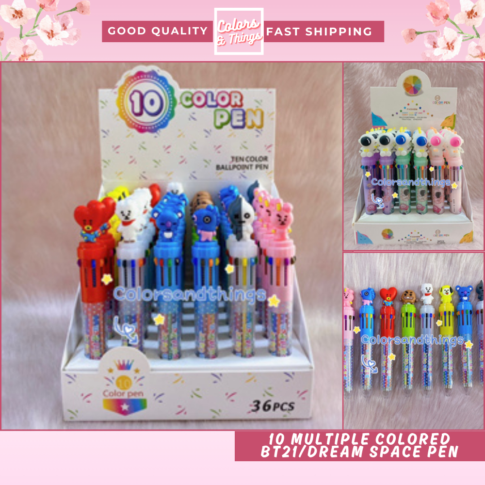 10-Color BTS/Dream Space Pen Vibrant Multi-Colored Ballpen for Writing ...