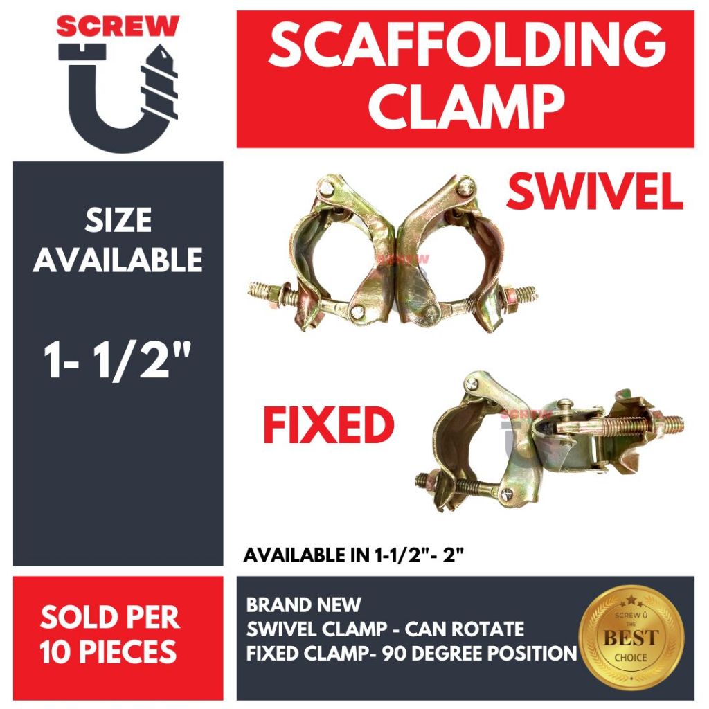 1 1/2 SCAFFOLDING CLAMP SWIVEL CLAMP & FIXED CLAMP | 10 PIECES PER ...