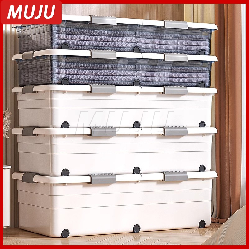 MUJU Under Bed Storage Box With Wheels storage box for clothes plastic ...