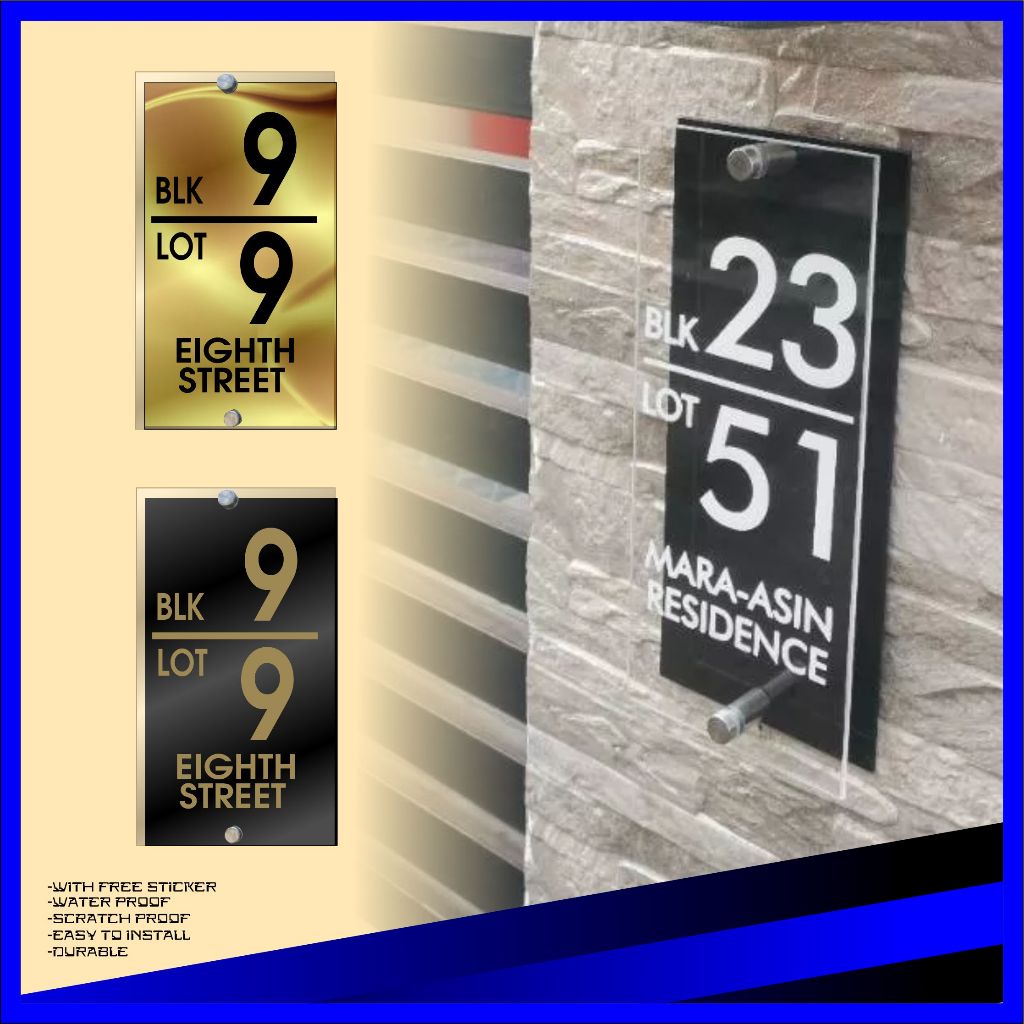 9.5 X 4.3 in DOUBLE House Plate Number Acrylic Home Signage Address ...