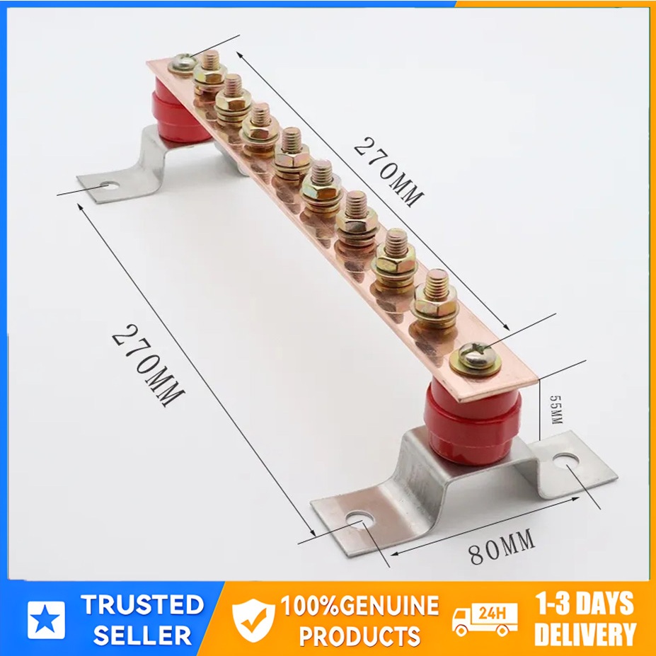 3x30 Red Copper Grounding Busbar Grounding Copper Bar Grounding Busbar ...