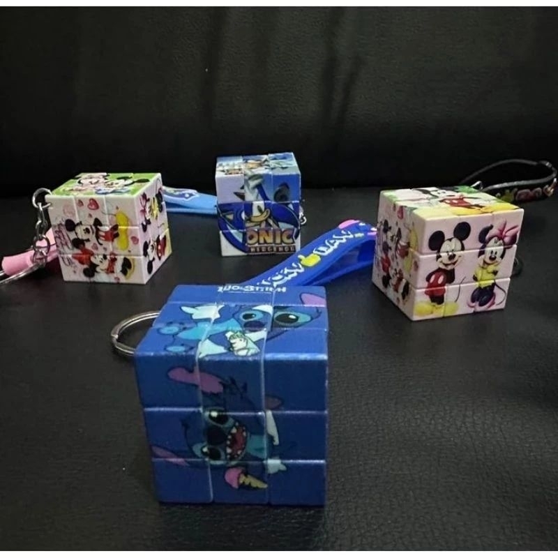 1pc 3x3 Character Rubix Cubes Keychain Lilo & Stitch Mickey & Minnie ...