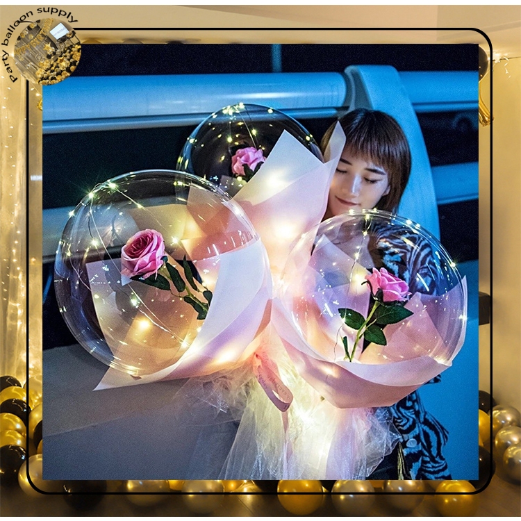 Balloon LED Rose Bouquet Bobo Luminous Balloons Birthday Party Luminous Balloon | Shopee Malaysia