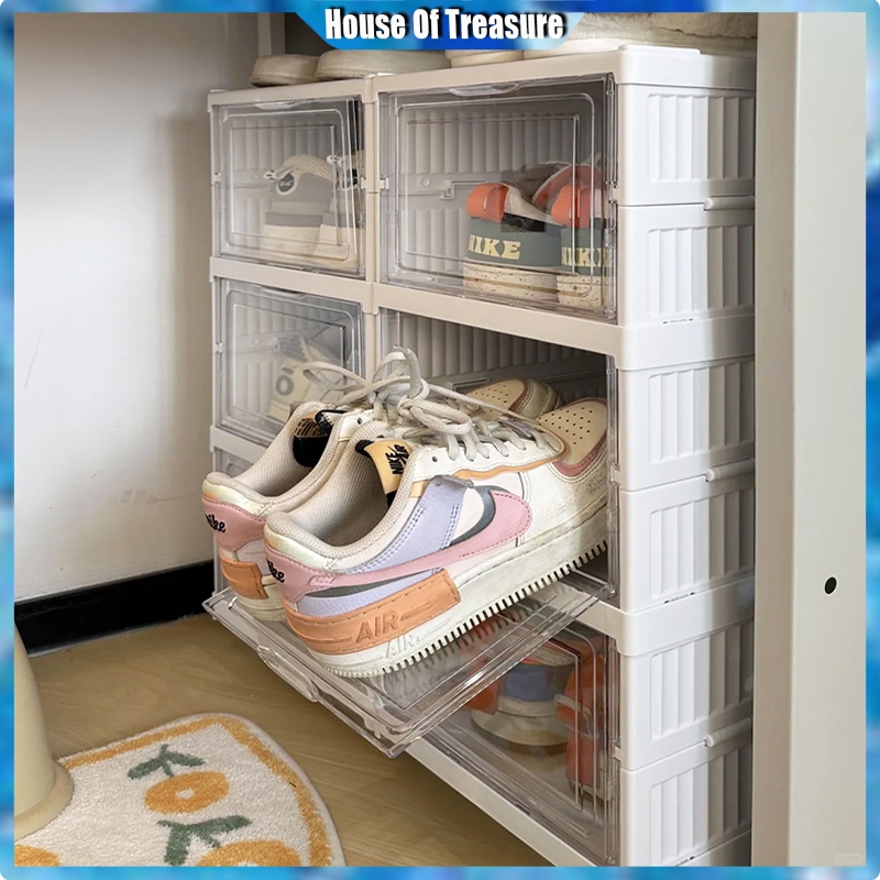 Big Size Color Hard Plastic Shoe Box Foldable Drawer Case Shoe Rack ...