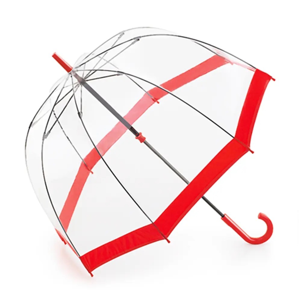 Umbrella DOME Transparent Red Lining Mushroom Shape Umbrella with Long ...
