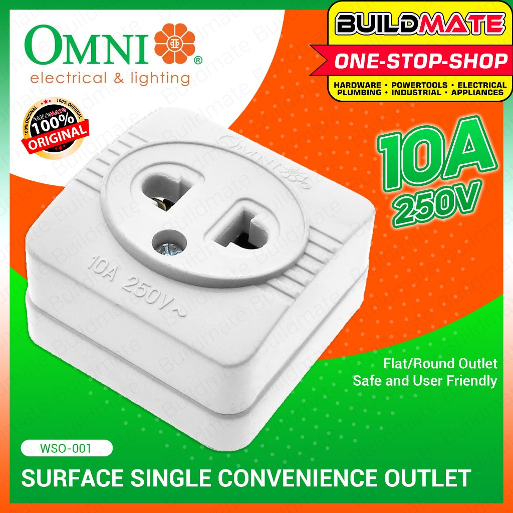 BUILDMATE Omni Surface Single Convenience Outlet Flat / Round Universal ...