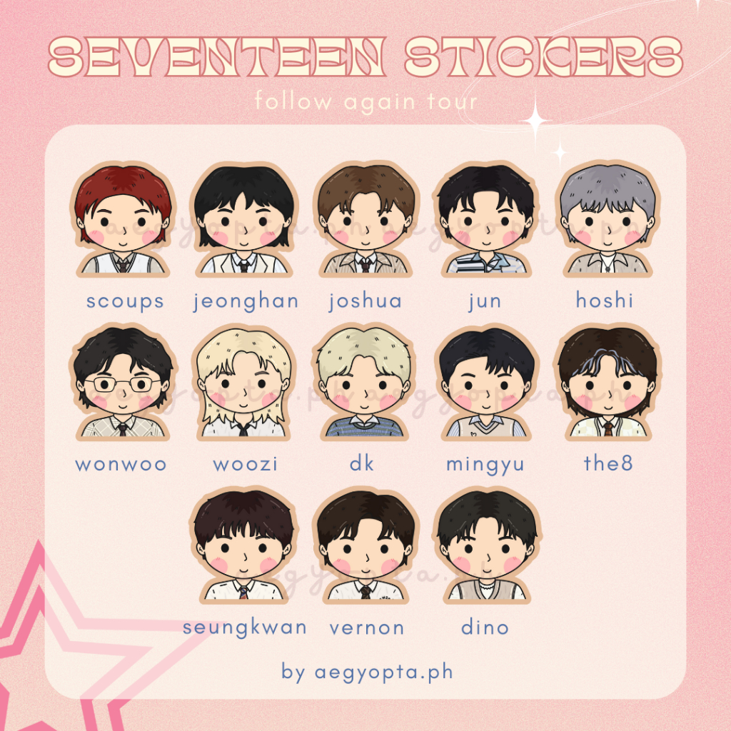 seventeen svt members follow tour kpop premium vinyl stickers (laptop ...