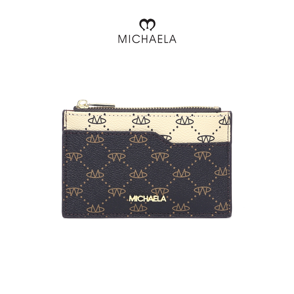 MICHAELA Two Tone Card Holder Chic Cat-Head Checkered Print Slim ...