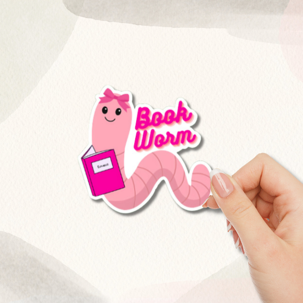 CUTE PINK BOOKWORM | Trendy Bookish Cat Book Lover Laminated Waterproof ...