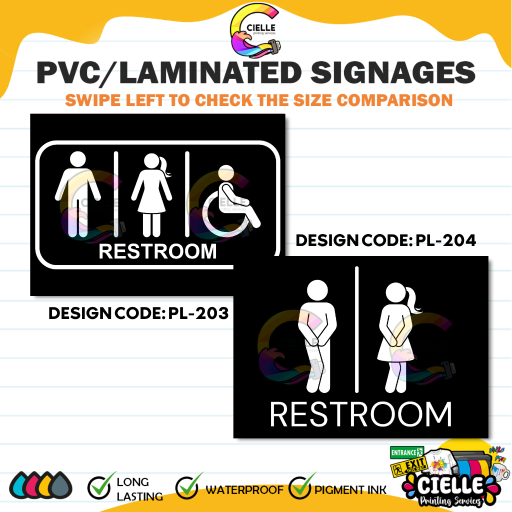 PVC/LAMINATED/STICKER SIGNAGES (PL-203&PL-204) - RESTROOM/COMFORT ROOM ...