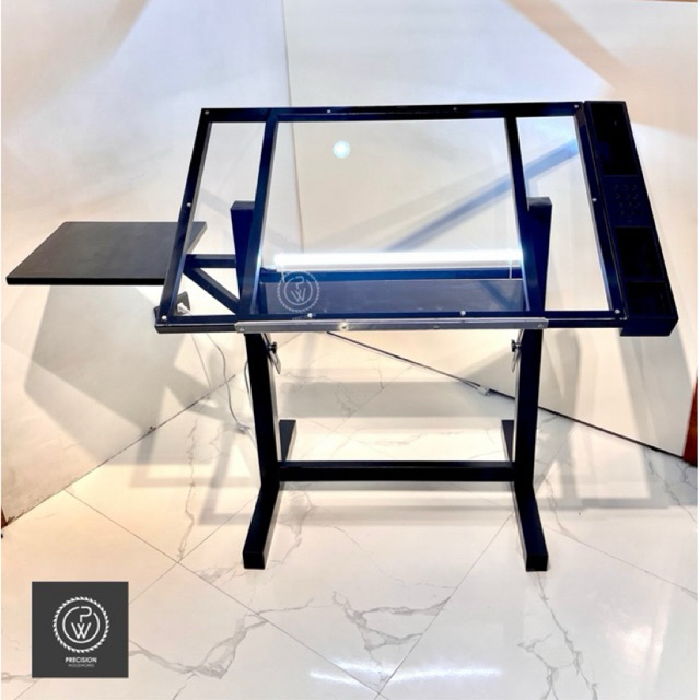 | SPACE-SAVING BLACK ACRYLIC DRAFTING TABLE | METAL | FREE LED LIGHT ...