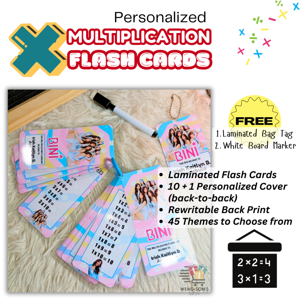 Multiplication Laminated Flashcards Back-to-back Print | Rewritable ...