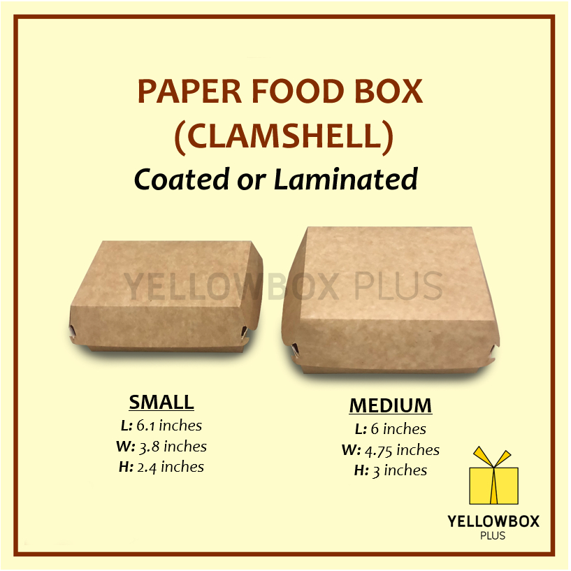 100pcs Paper Food Meal Box Disposable Takeout Clamshell Coated ...