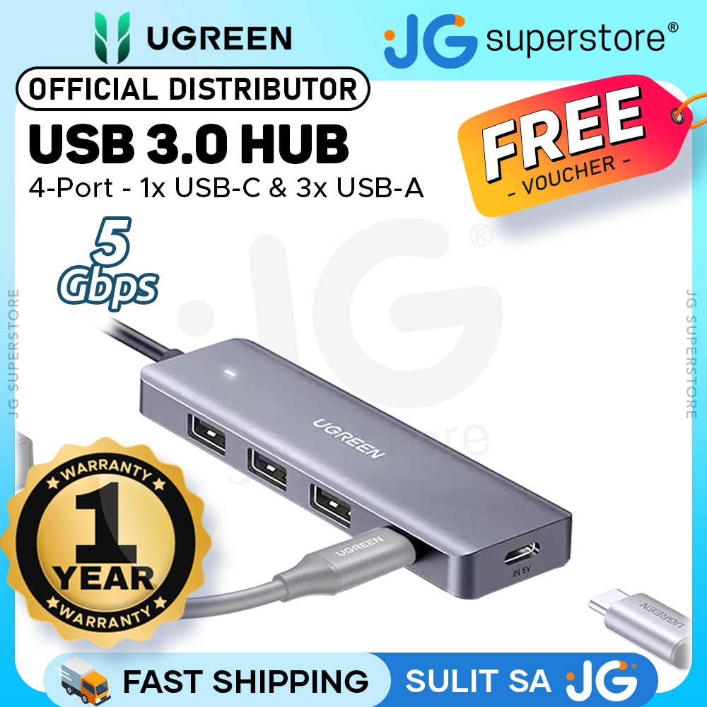 UGREEN 4-Port USB 3.0 Hub with USB A and USB C Data Ports, 5Gbps Speed ...