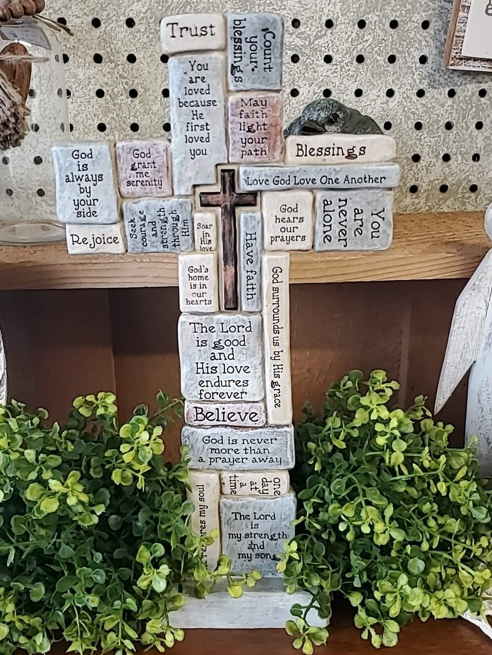 Jesus cross crucifix christ stand home decor figurine holy Scriptures ...