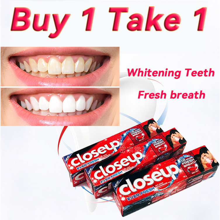 Close-up toothpaste New triple fresh formula Freshens breath Protects ...