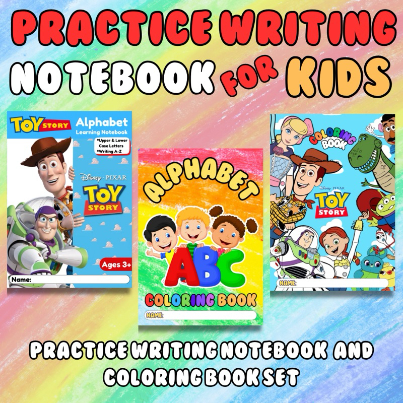 TOY STORY ALPHABET PRACTICE WRITING COLORING BOOK 3 PIECES SET SACHIKO ...