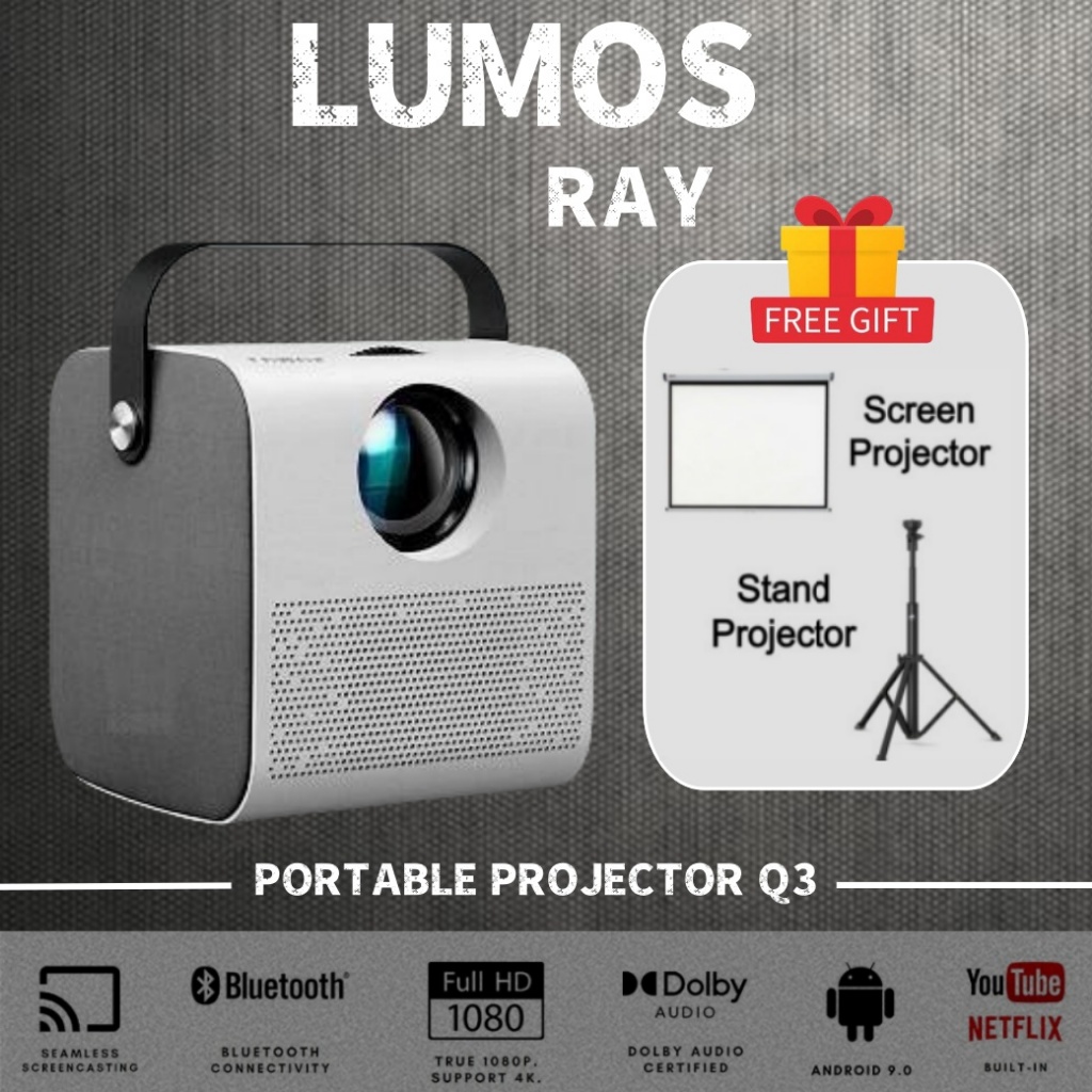 Smart Android Projector Q3 Pro LED 4K Ultra Full HD Screen Mirror View ...