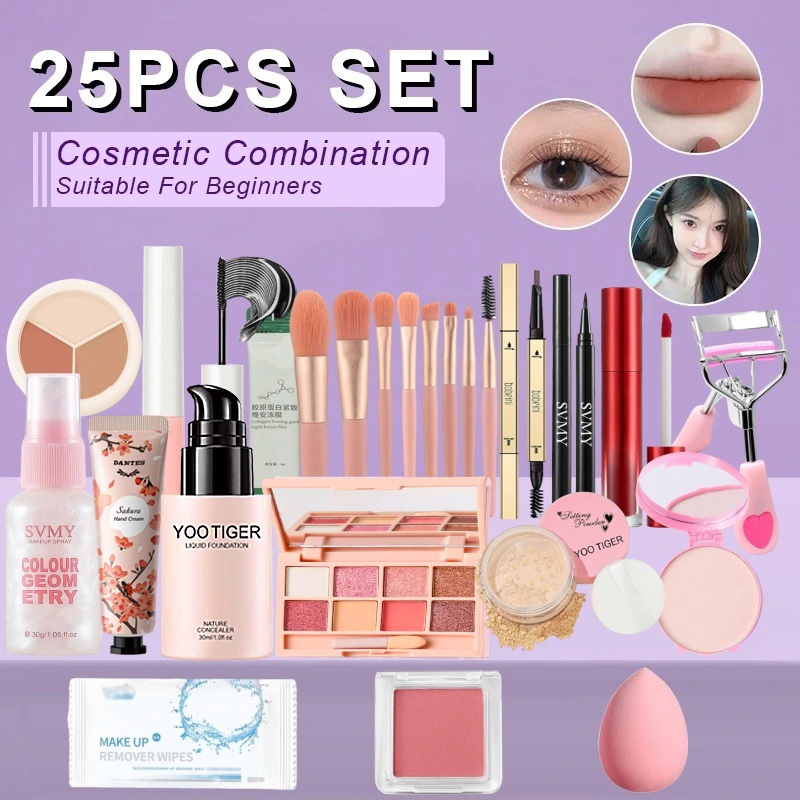 12/25Pcs Makeup Set Liquid Foundation+Set Up Spray+Concealer+Eyeshadow ...