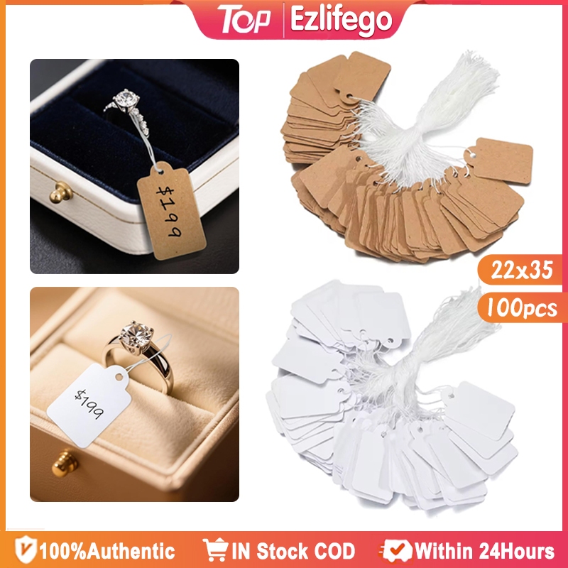 100Pcs Jewelry Price Tag DIY Kraft Paper Hang Tags Blank Price Tag with ...