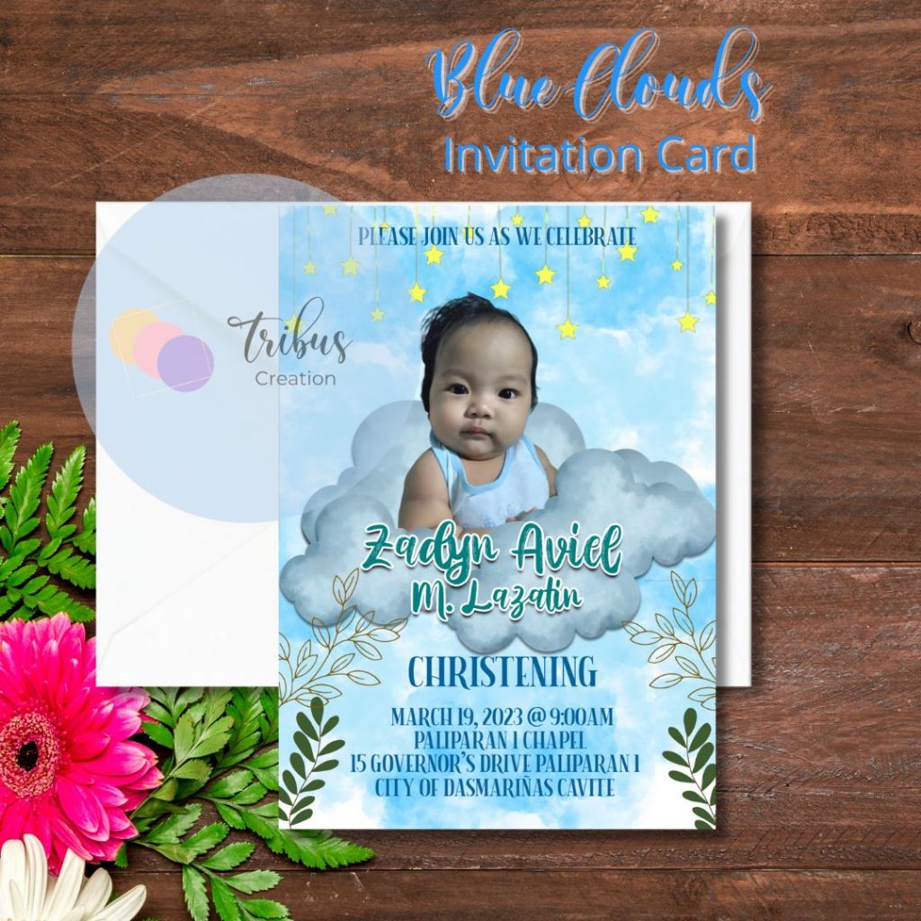 Blue Clouds Theme Invitation Card | Shopee Malaysia