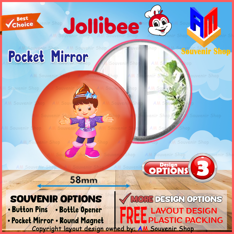 Jollibee Pocket Mirror, Button Pins, Magnet badge, Bottle opener, - W ...