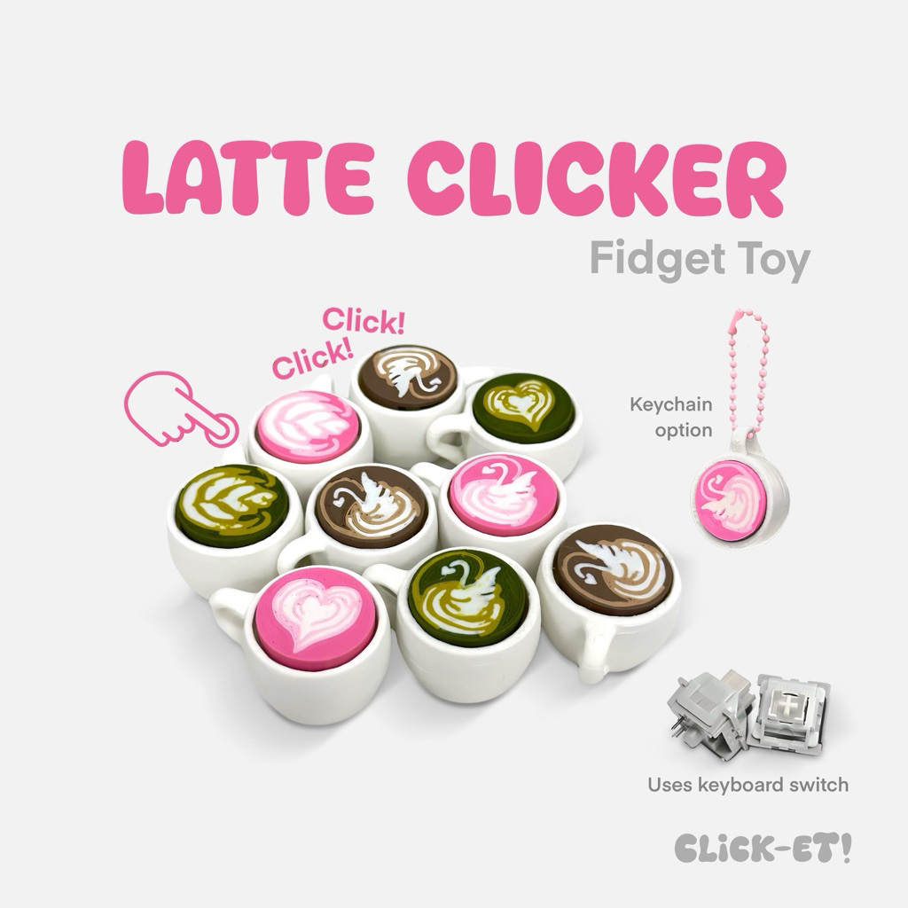 CLICK-ET! Latte Clicker Keychain by Slycelab 3D Printed Cute Aesthetic ...