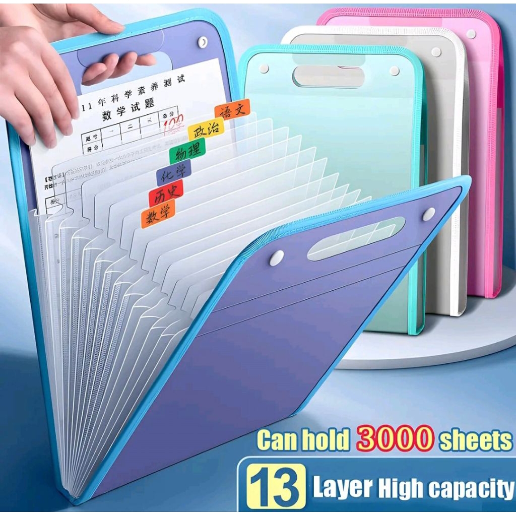 Portable Clear File Organizer 13layer paper Folder Paper Storage ...