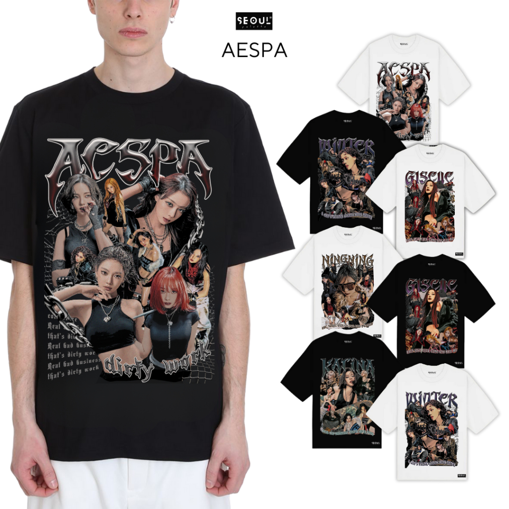 AESPA Karina Ningning Giselle Winter KPop Tee Oversized Tshirt Vintage ...