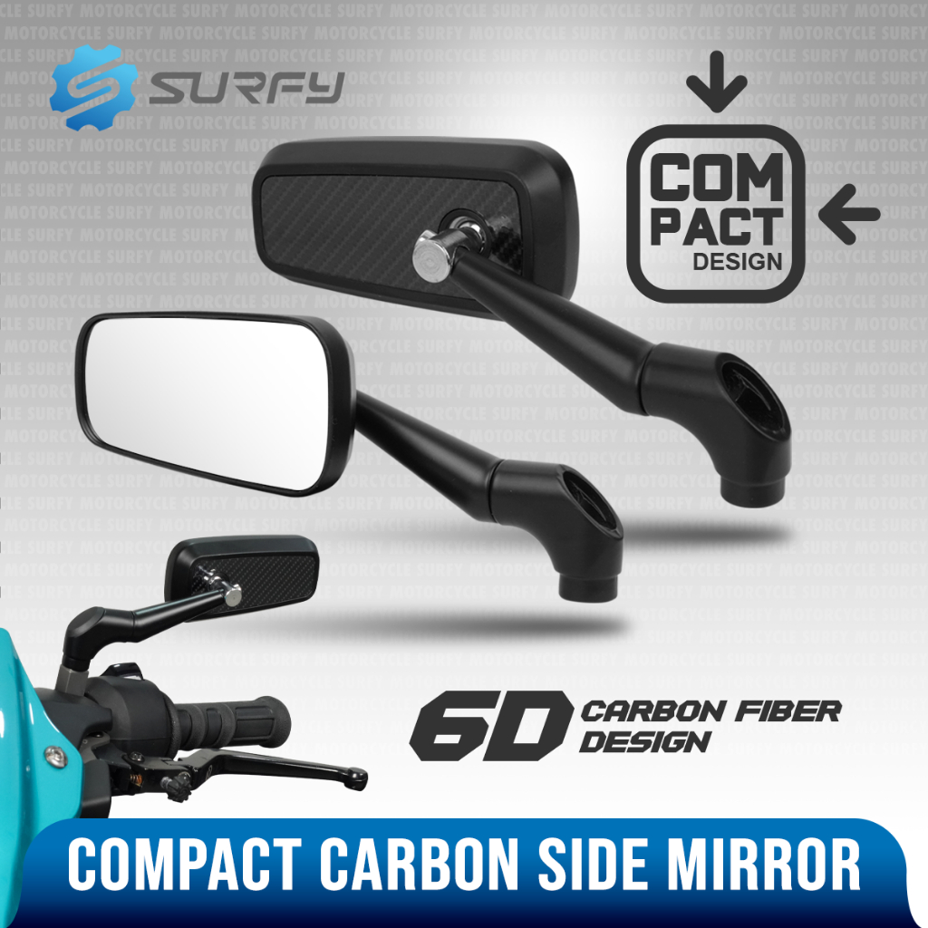 Compact Carbon Side Mirror Aluminum Cast Alloy 6D Carbon Fiber Design ...