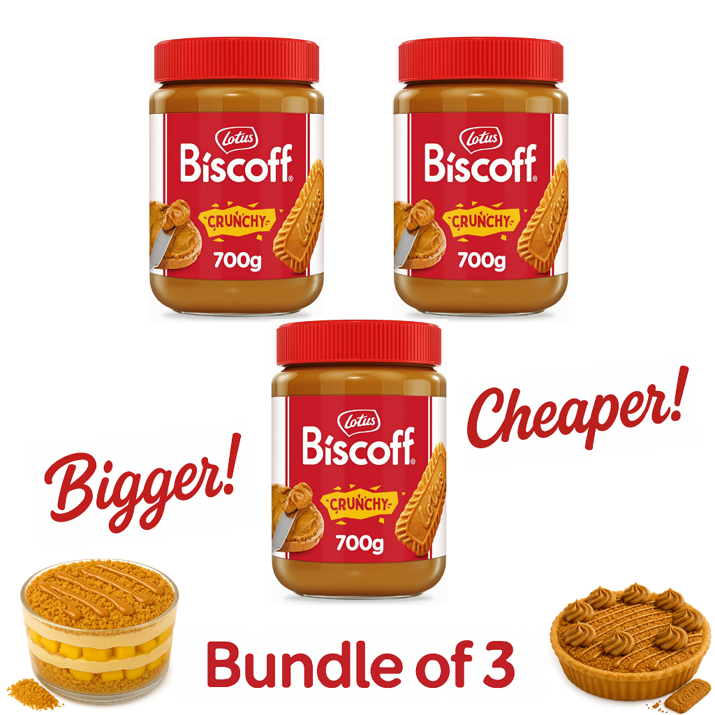 Lotus Biscoff Crunchy 700g or Biscoff Smooth 720g Spread Bundle of 3 ...