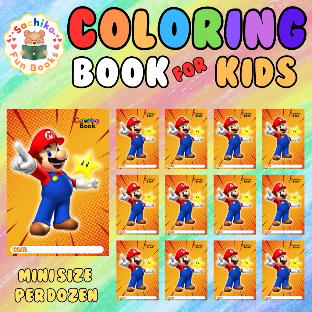 MARIO MINI COLORING BOOK SOLD PER 12 PIECES BY SACHIKO FUN BOOKS ...
