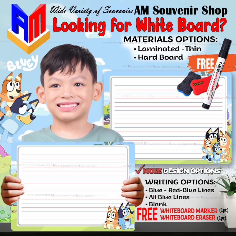 Bluey White Board - Blue Red Blue or Blue Lines - School -Office- White ...