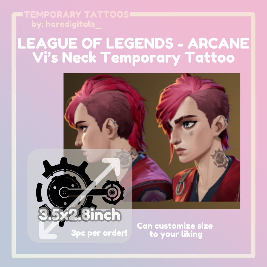 League of Legends Arcane inspired Vi Cosplay Temporary Tattoo || by ...