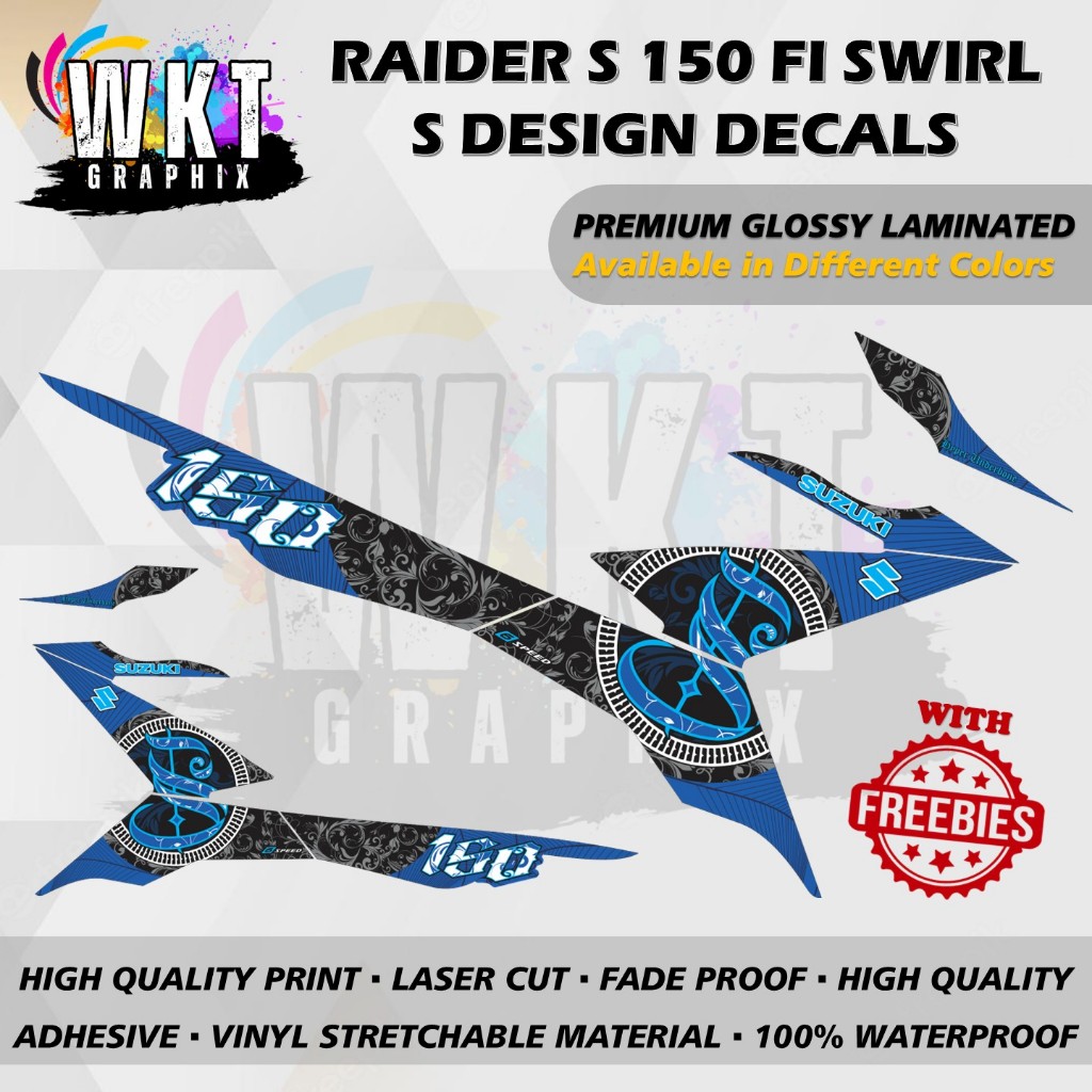 SUZUKI RAIDER S 150 FI SWIRL S DESIGN DECALS STICKER (WATERPROOF ...