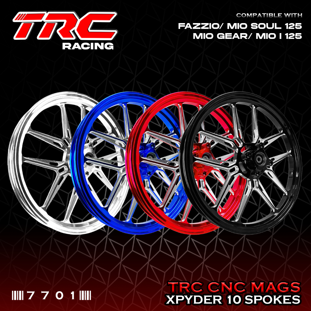 TRC CNC XPYDER 10 SPOKES MAG WHEELS (1.4F x 1.4R x 14) for FAZZIO/ SOUL ...
