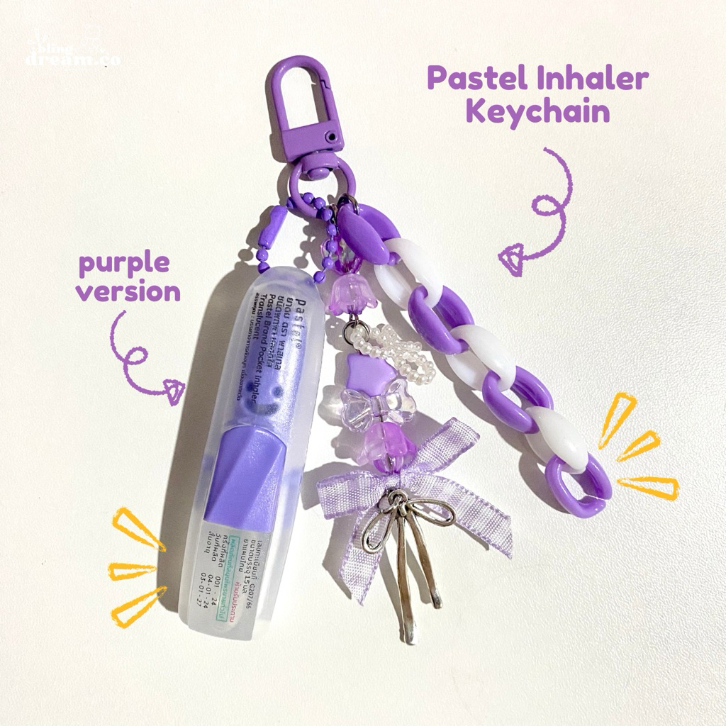 Purple Pastel Inhaler Keychain | Mini Aroma Diffuser Keyring Cute Bag ...