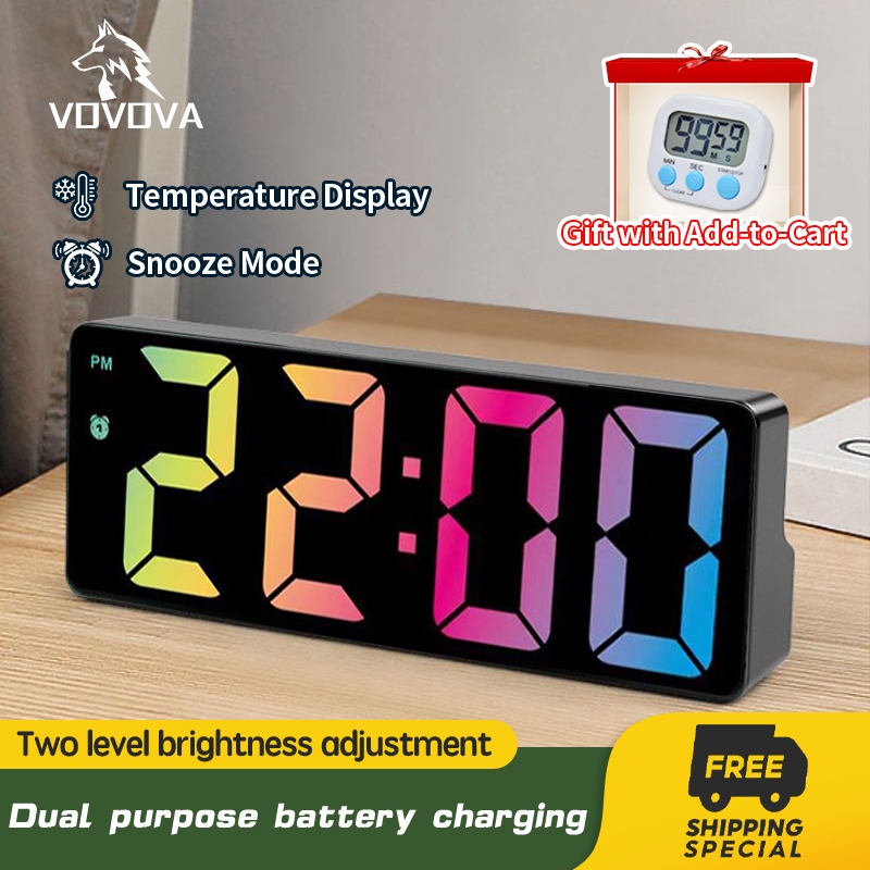 LED Digital Alarm Clock Sound Control Temperature Desk Clock Aesthetic ...