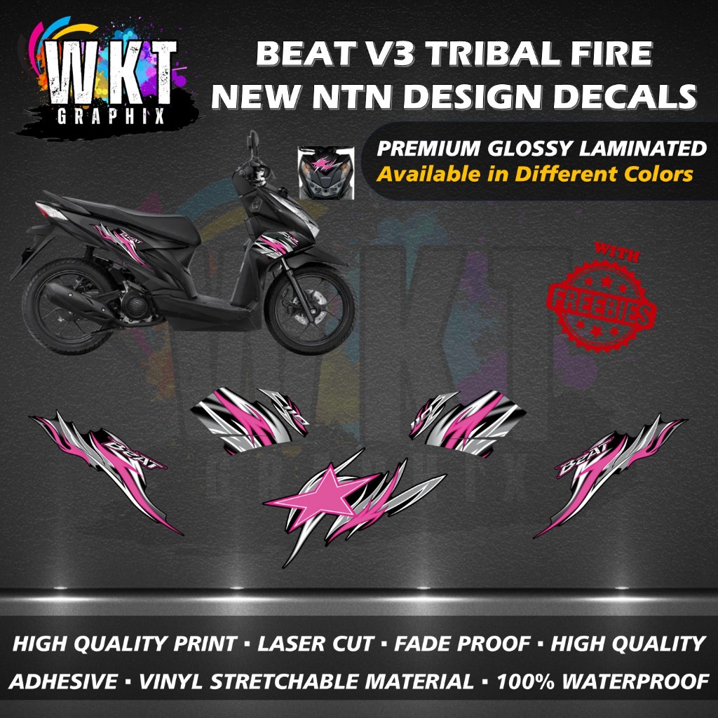 HONDA BEAT V3 TRIBAL FIRE NEW NTN DESIGN DECALS STICKER (WATERPROOF, LAMINATED, FADE PROOF ...