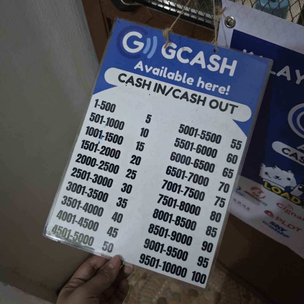 Laminated GCash Rates Sign – Load & Cash In/Out Price List for Display ...
